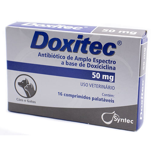 Antibiótico Doxitec Syntec para Cães e Gatos 50Mg - 16 comprimidos